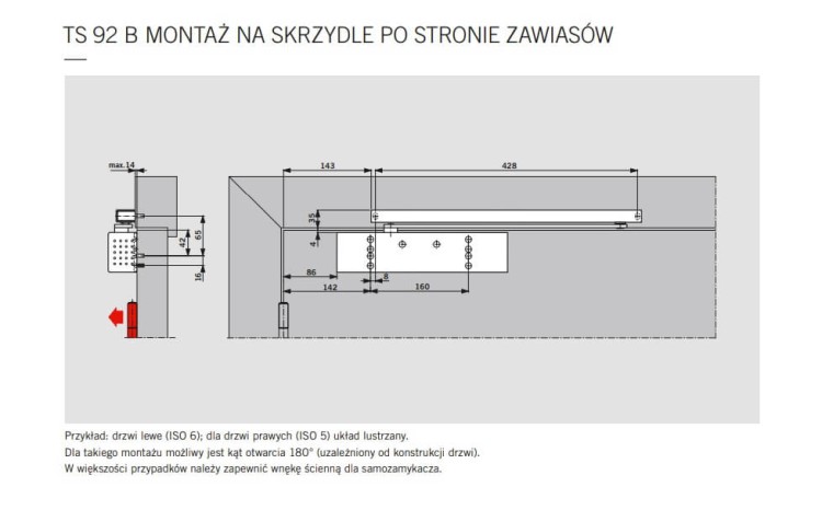 DORMA TS 92 B BASIC z płytą i szyną srebrny - ALURIGHT